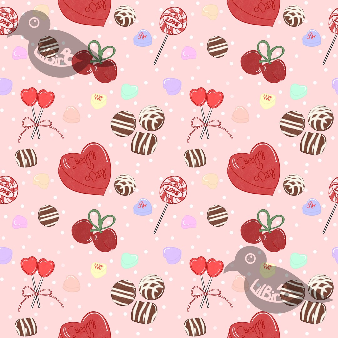 Seamless File: Valentine's Day Goodies; Chocolates, Candies, Cherries ...