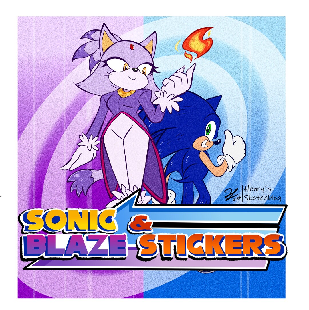 Sonic and Blaze Stickers With Burning and Super Forms - Etsy