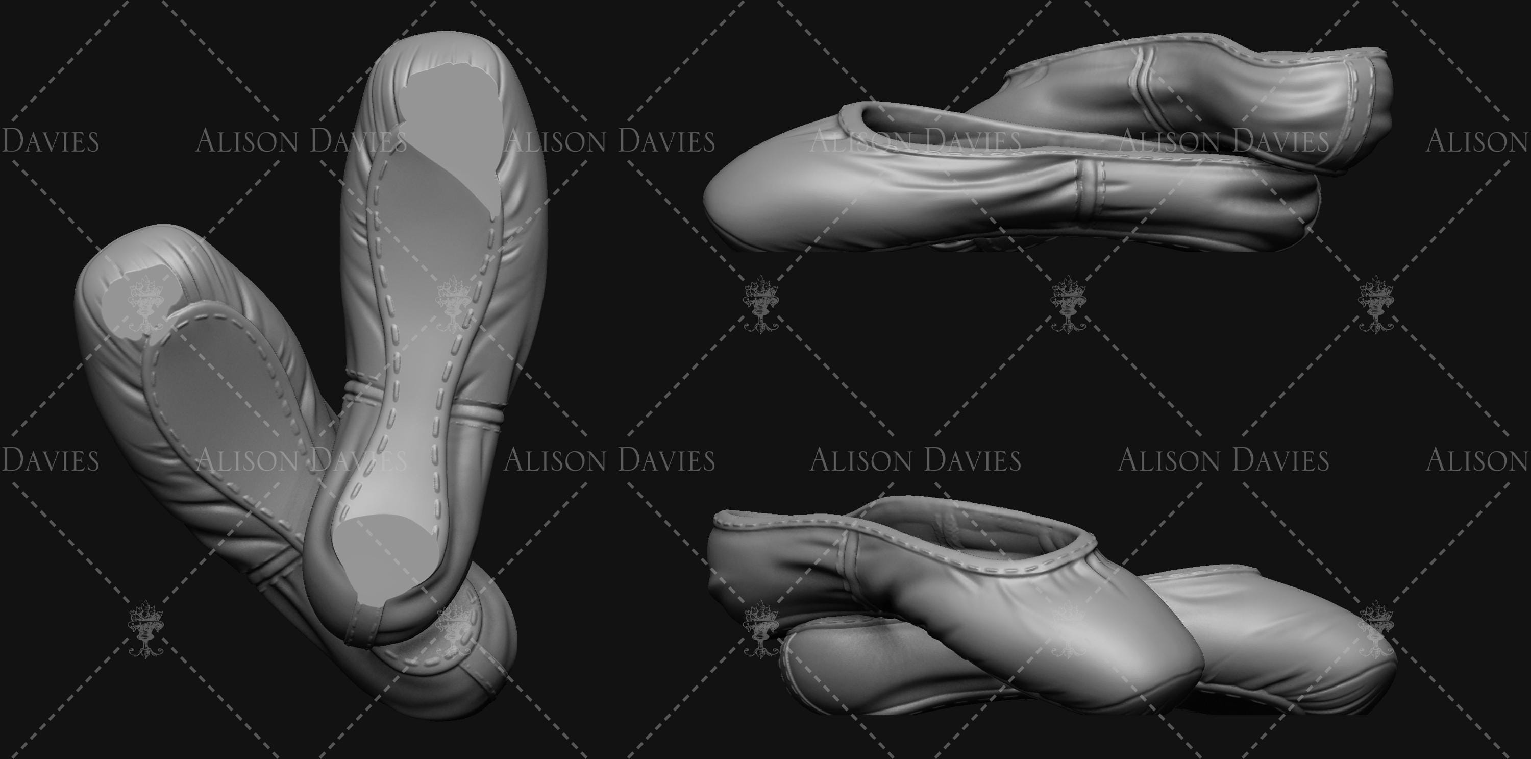 1:12 Pair of Ballet Shoes 3D OBJ PRINT File Instant Download - Etsy