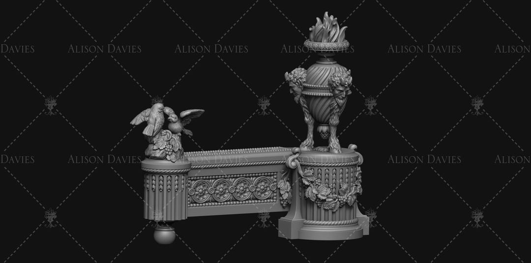 1:12 Miniature Dollhouse Fire Dogs Design 2 3D OBJ PRINT Printable ...