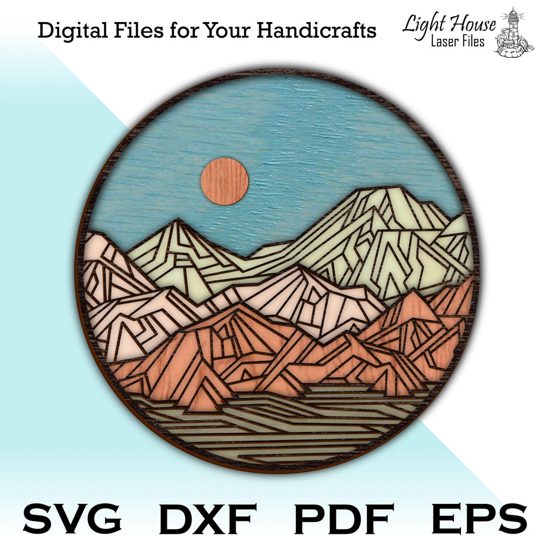 Mountain SVG, Laser Cut Files, Laser Cut Layered Files, Cutting Machine ...