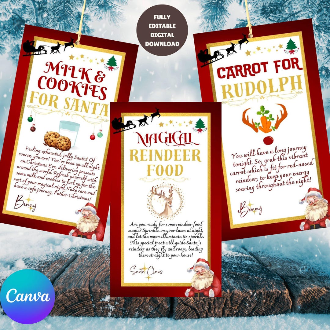 EDITABLE 3 Christmas Eve Box Tag Bundle|magical Reindeer Food Tag ...