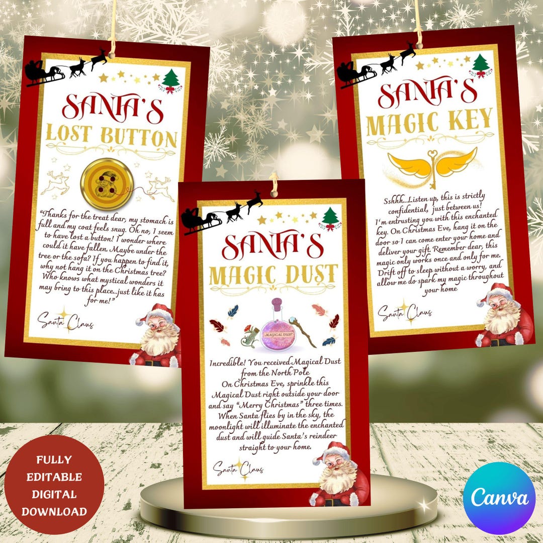 Editable 3 Christmas Eve Box Filler Tag Set|santa’s Lost Button Tag ...