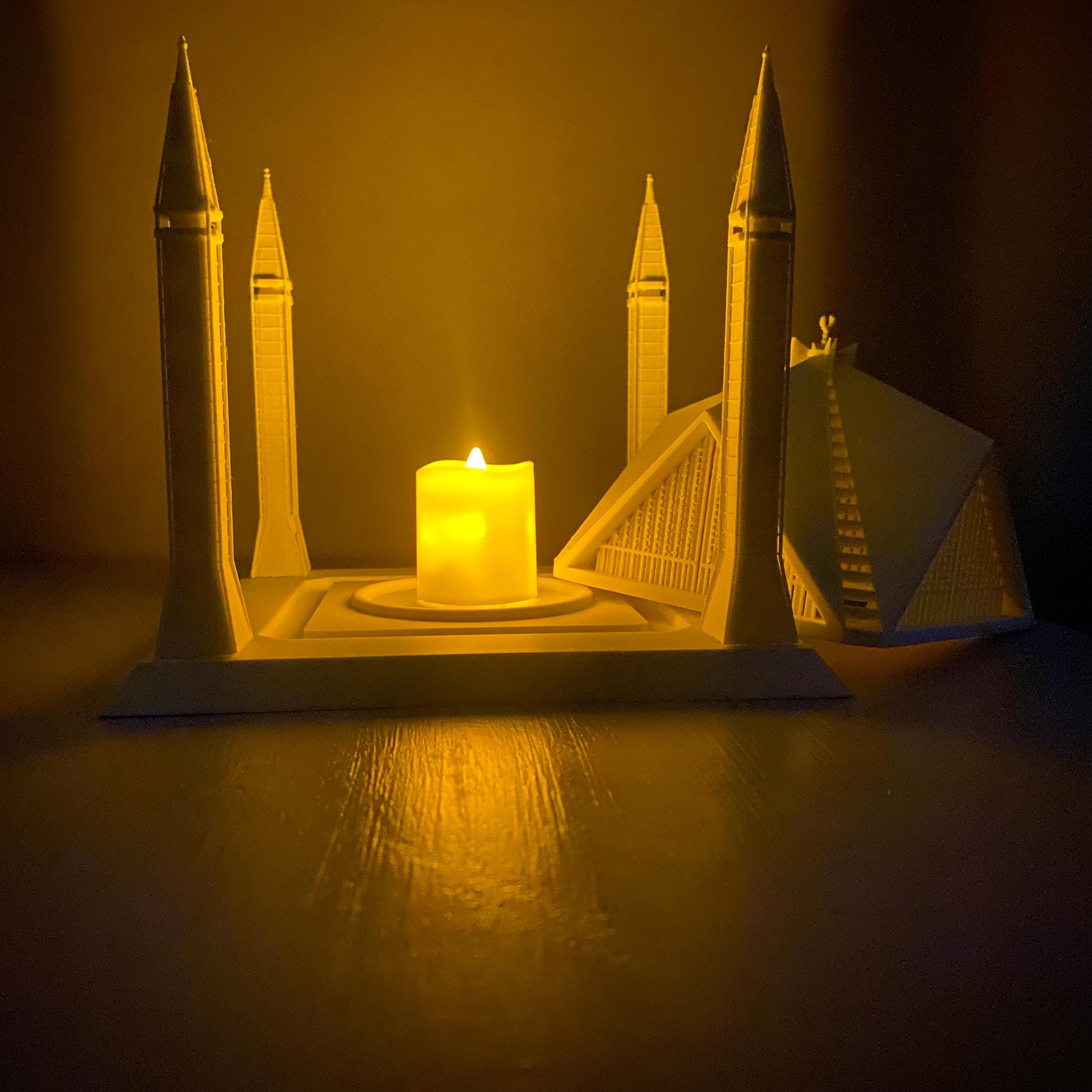 Faisal Mosque Lantern, Modern Islamic Decor, Candle Lit Mini Masjid ...