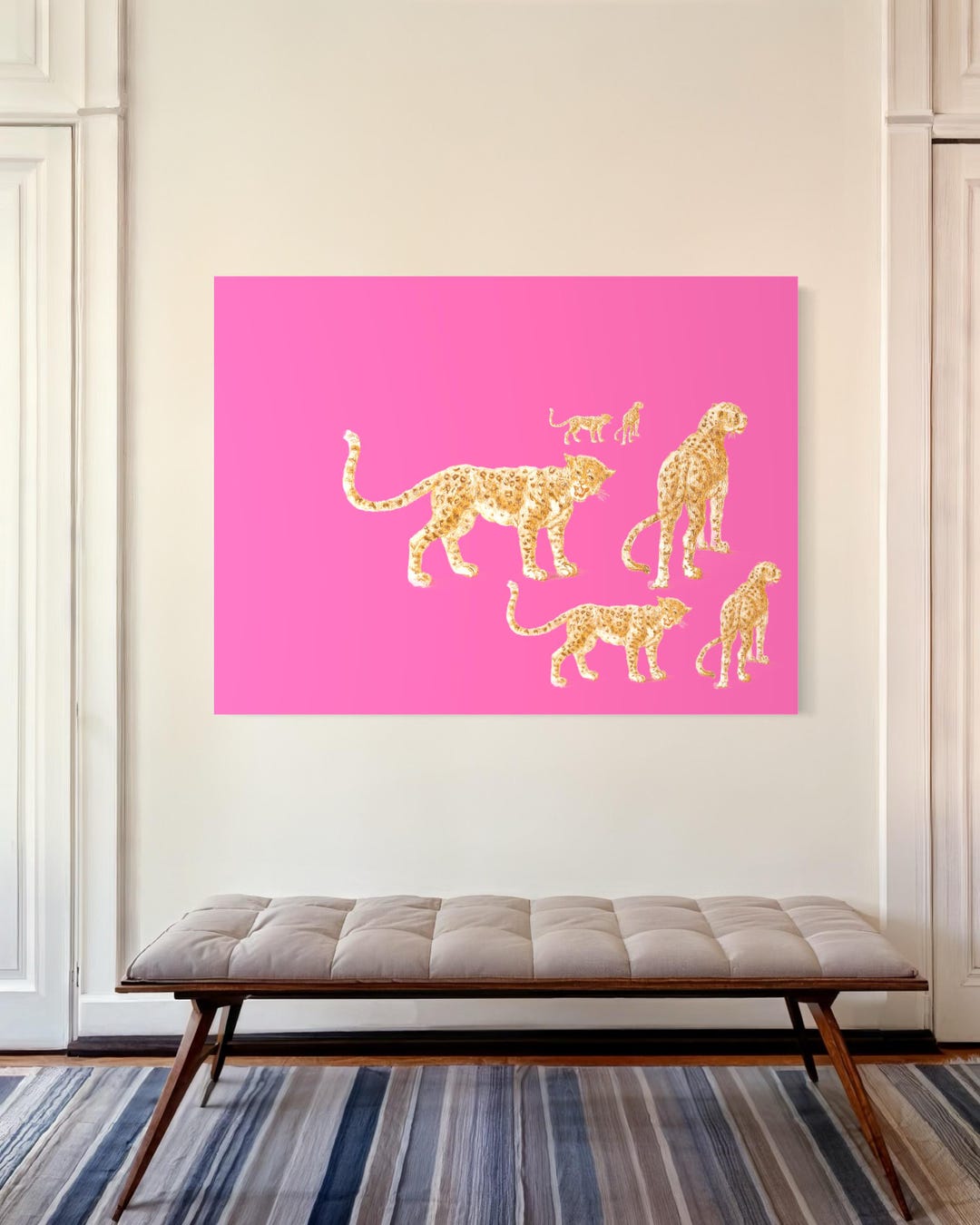 Cheetah Art Canvas Hot Pink Home Decor Large Leopard Print Maximalist ...