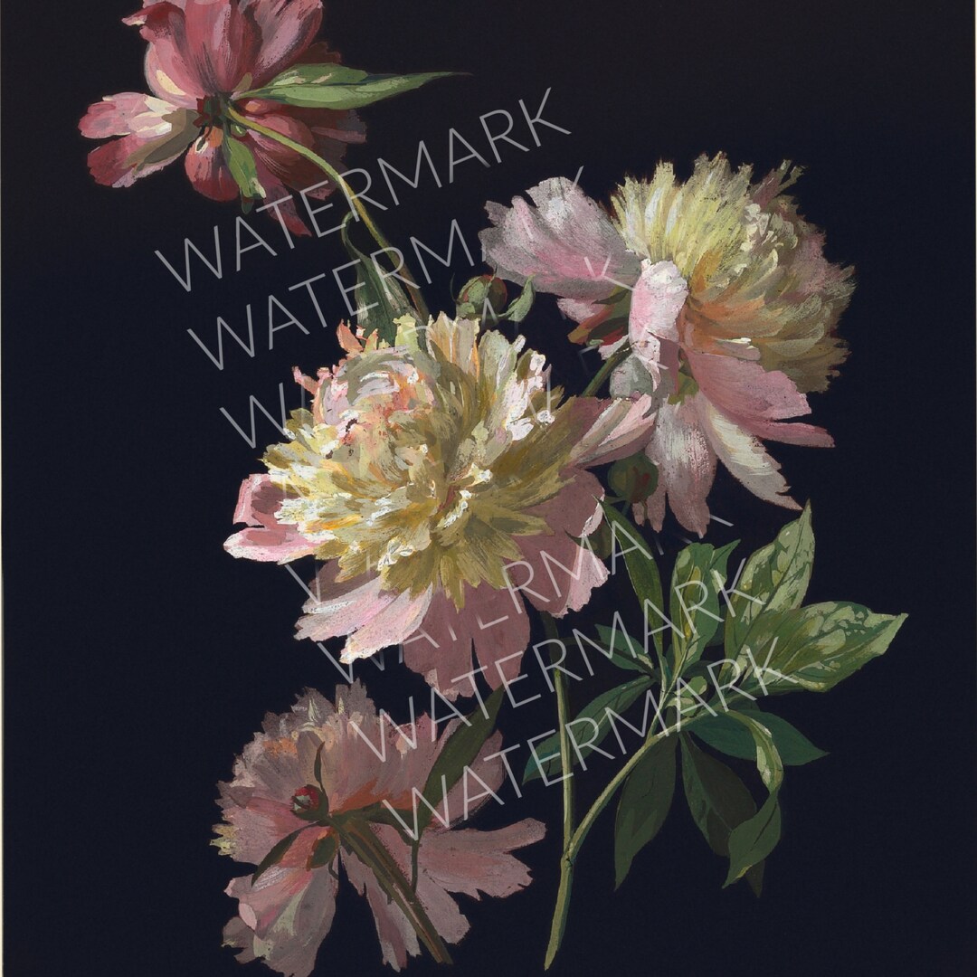 Art on Canvas Vintage Moody Floral Giclee - Etsy