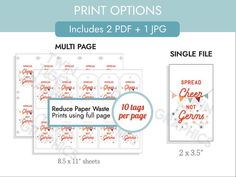 Spread Cheer Not Germs Printable Christmas Gift Tag - Etsy