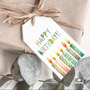 Printable Birthday Candles Gift Tag, Instant Download Birthday Favor ...
