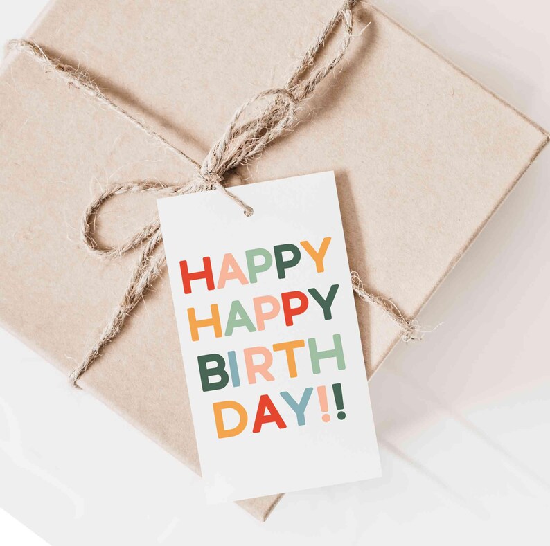 Happy Birthday Gift Tags, Printable Birthday Tag, Birthday Treat Tag ...