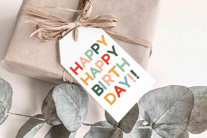Happy Birthday Gift Tags, Printable Birthday Tag, Birthday Treat Tag ...
