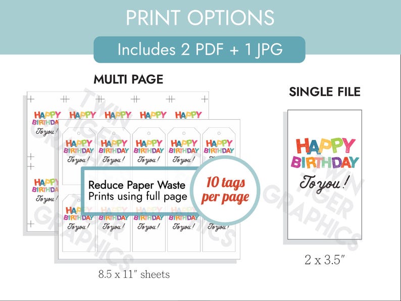 Printable Happy Birthday Tag, Birthday Treat Tag, Colorful Birthday ...