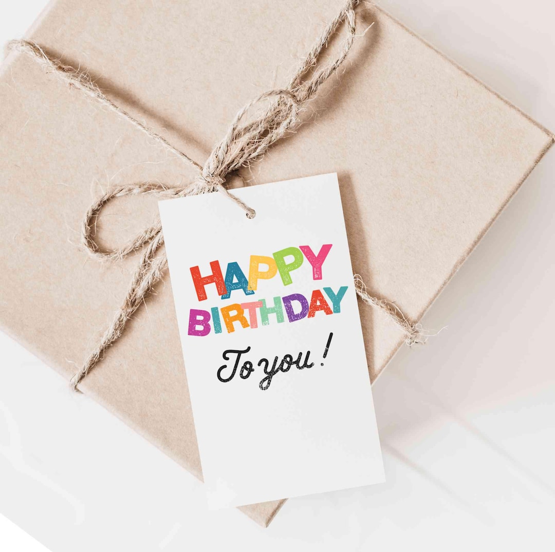 Printable Happy Birthday Tag, Birthday Treat Tag, Colorful Birthday ...