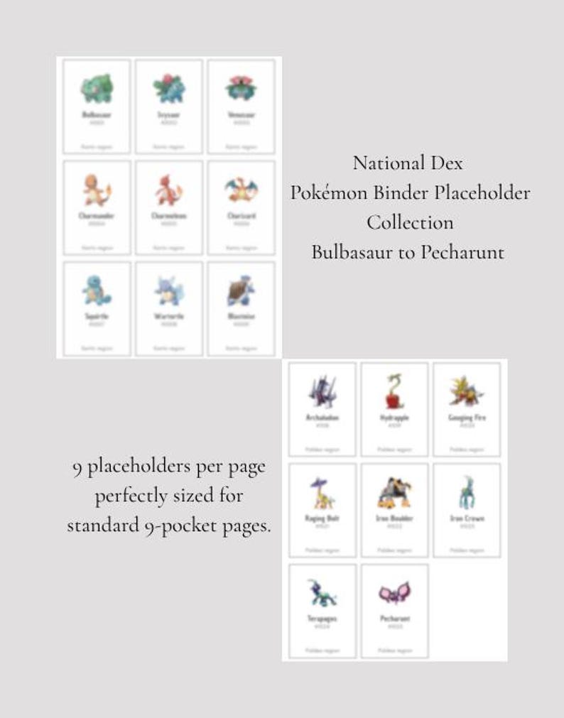 Printable National Dex Pokémon Binder Placeholder Collection ...