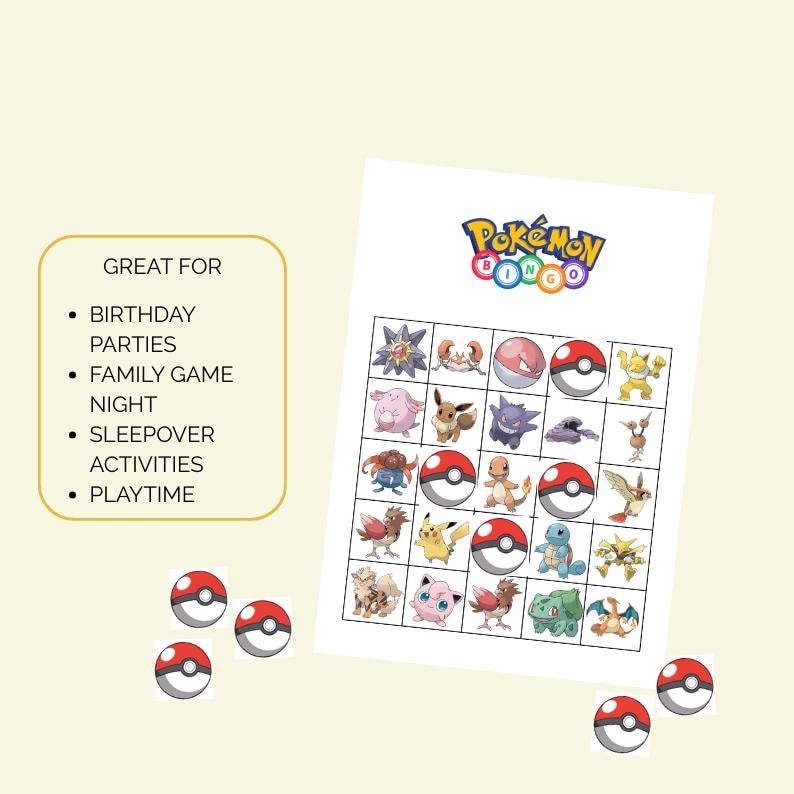 Pokemon Bingo Cards Printable Game Set - Etsy