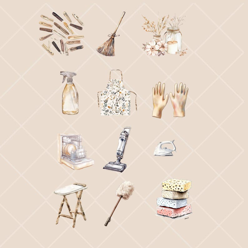 Housekeeping Clip Art, Cleaning,laundry, Housework Illustrations, PNG ...