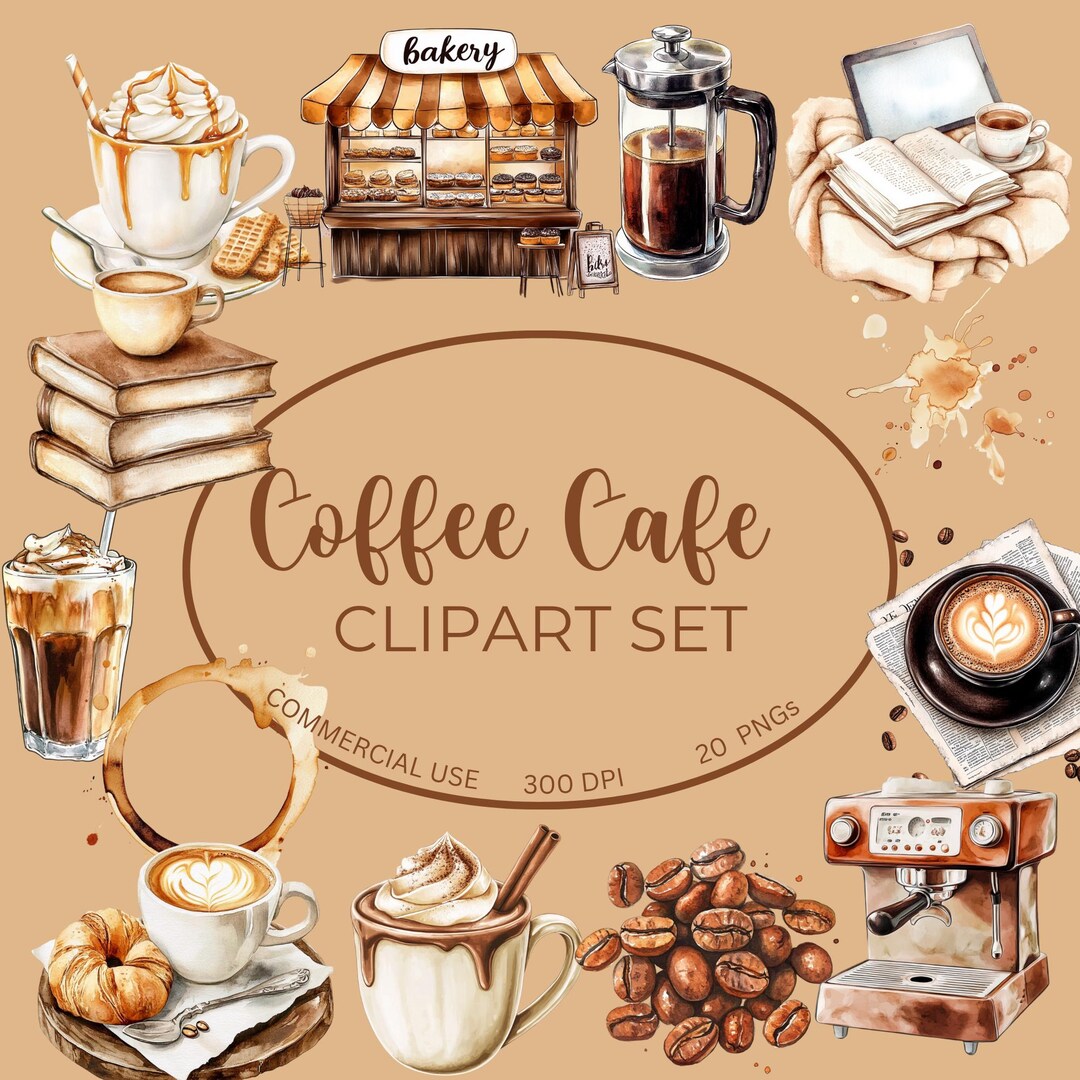 Coffee Love Clipart Collection, Rustic 20 PNG Illustrations, Coffee ...
