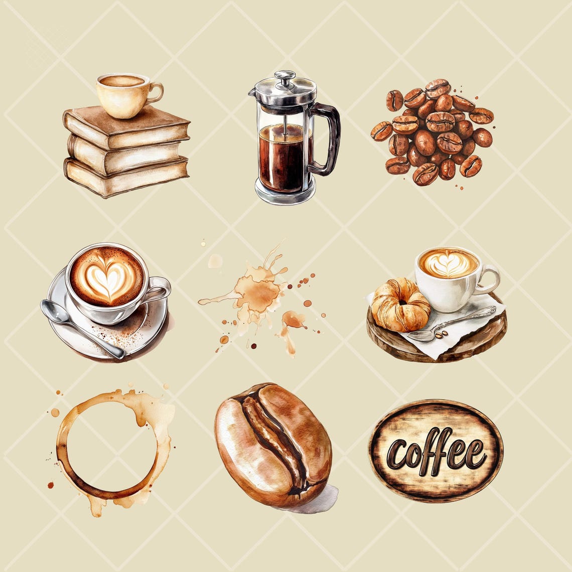 Coffee Love Clipart Collection, Rustic 20 PNG Illustrations, Coffee ...