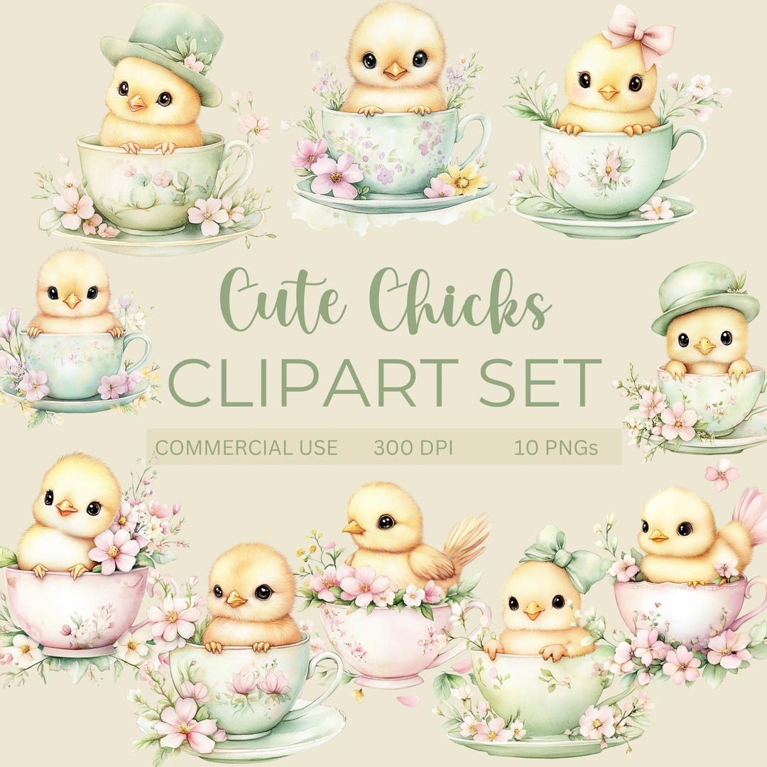 Cute Easter Chicks Clipart, Watercolor Clip Art, Easter PNG ...