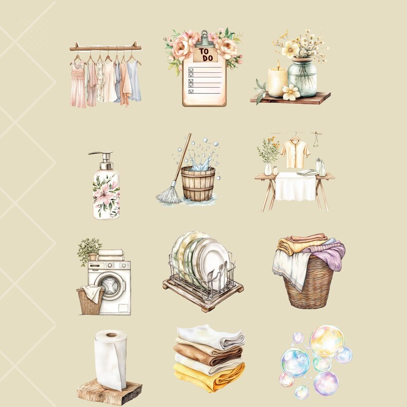 Housekeeping Clip Art, Cleaning,laundry, Housework Illustrations, PNG ...