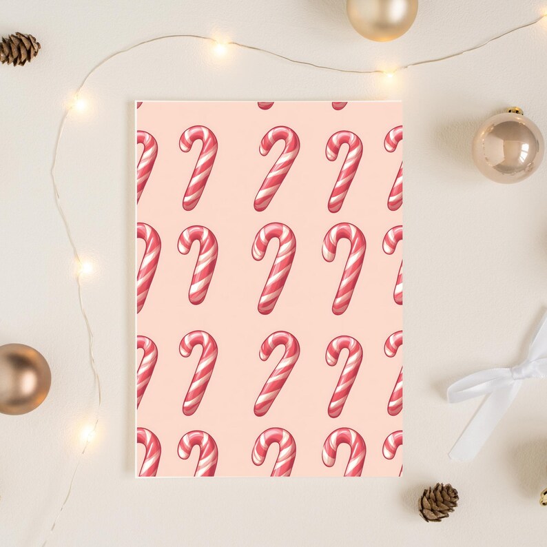 Candy Cane Pink Christmas Seamless Pattern, Digital Paper, Printable ...