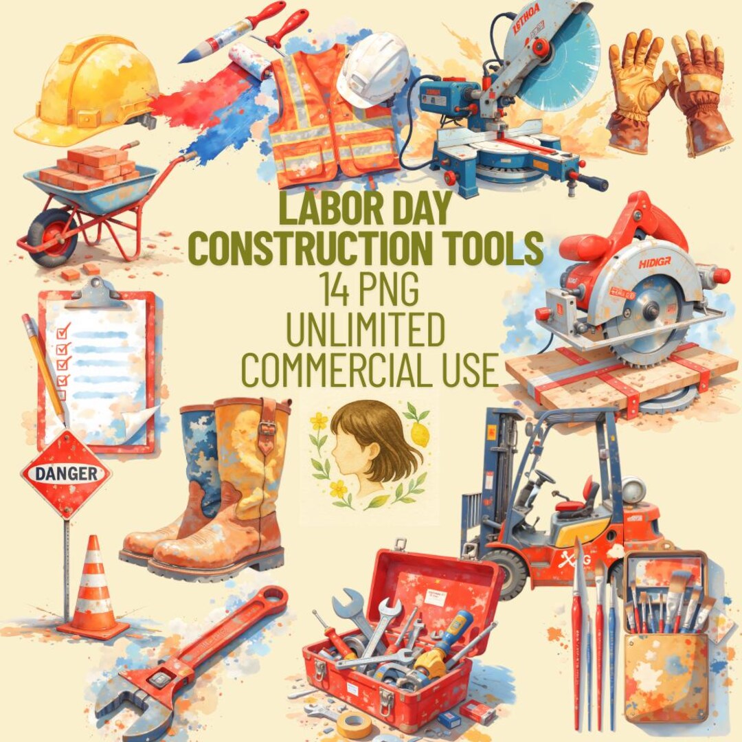 Worker Tools Clipart | Watercolor Construction PNG Elements | Wrench ...