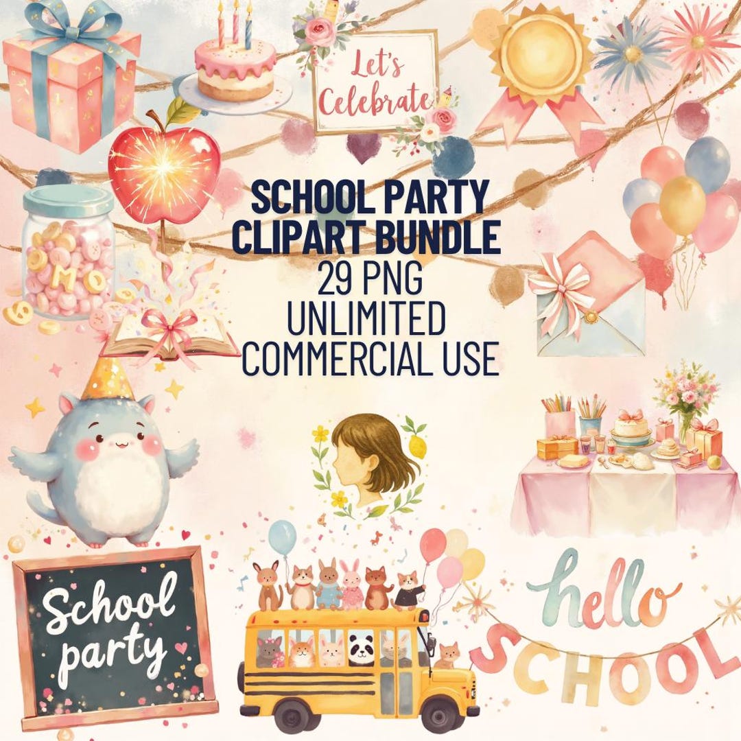 School Party Clipart, School Clipart, Back to School, First Day of ...