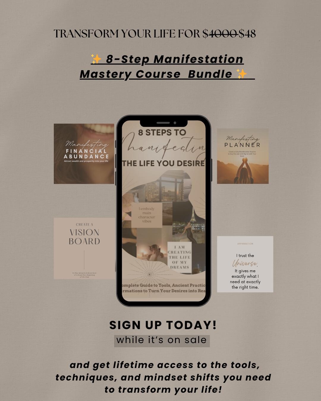 8-step Manifestation Mastery Course | Law of Attraction Workbook, Chakra Alignment, Abundance ...