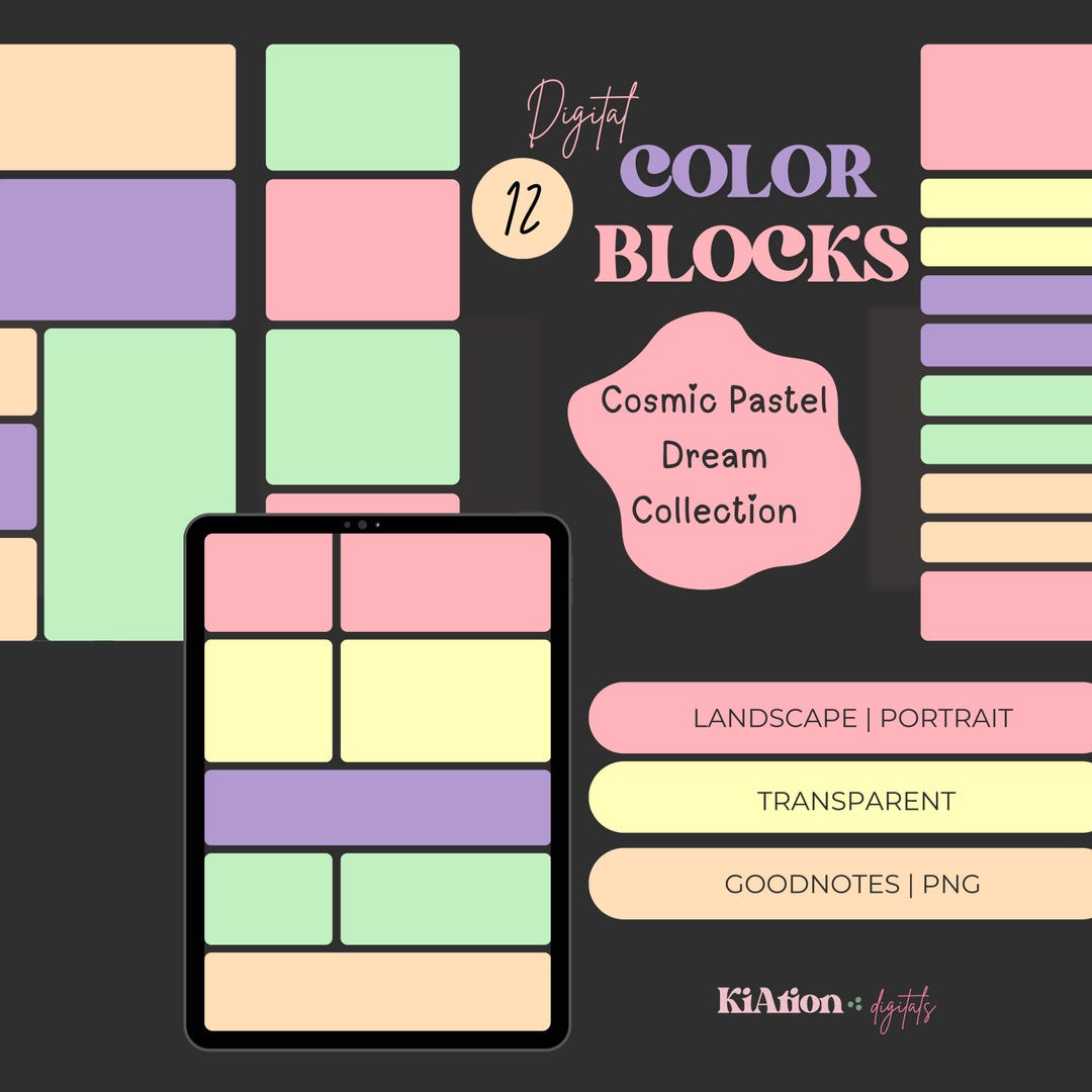 Cosmic Pastel Color Block Inserts: Digital Planner Strips (PNG) - Etsy