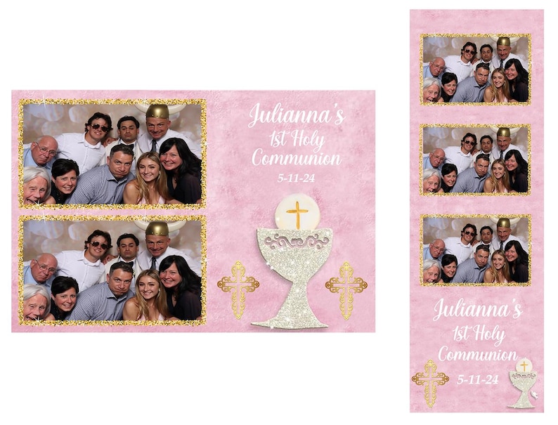 Communion Photo Booth Template, First Holy Communion Photo Booth Template, Pink. - Etsy