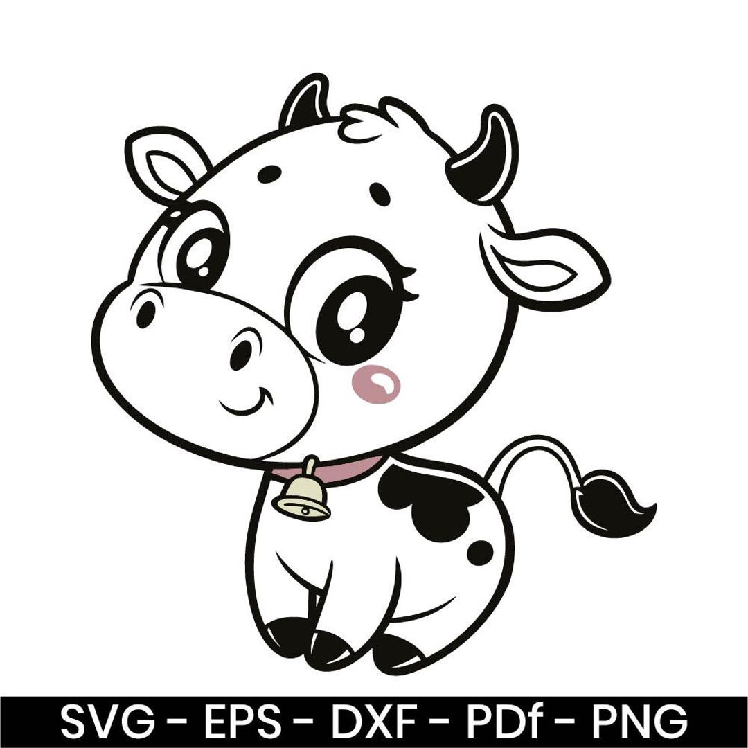 Baby Cow Svg, Cow Clipart, Cute Cow Vector, Cow Silhouette, Kids Svg ...