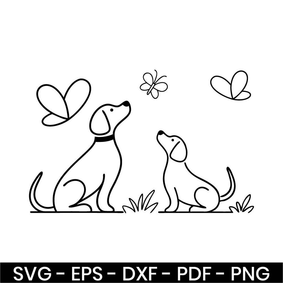 Dog Outline Svg, Simple Dog Silhouette Svg, Pet Line Art Svg Design ...