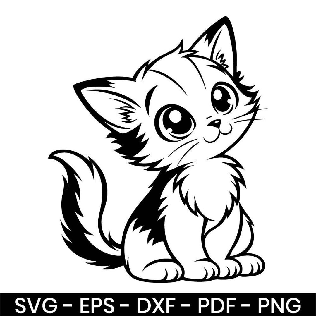 Cute Cat SVG Kitten Svg – Digital Download PNG Dxf PDF, Cricut and ...