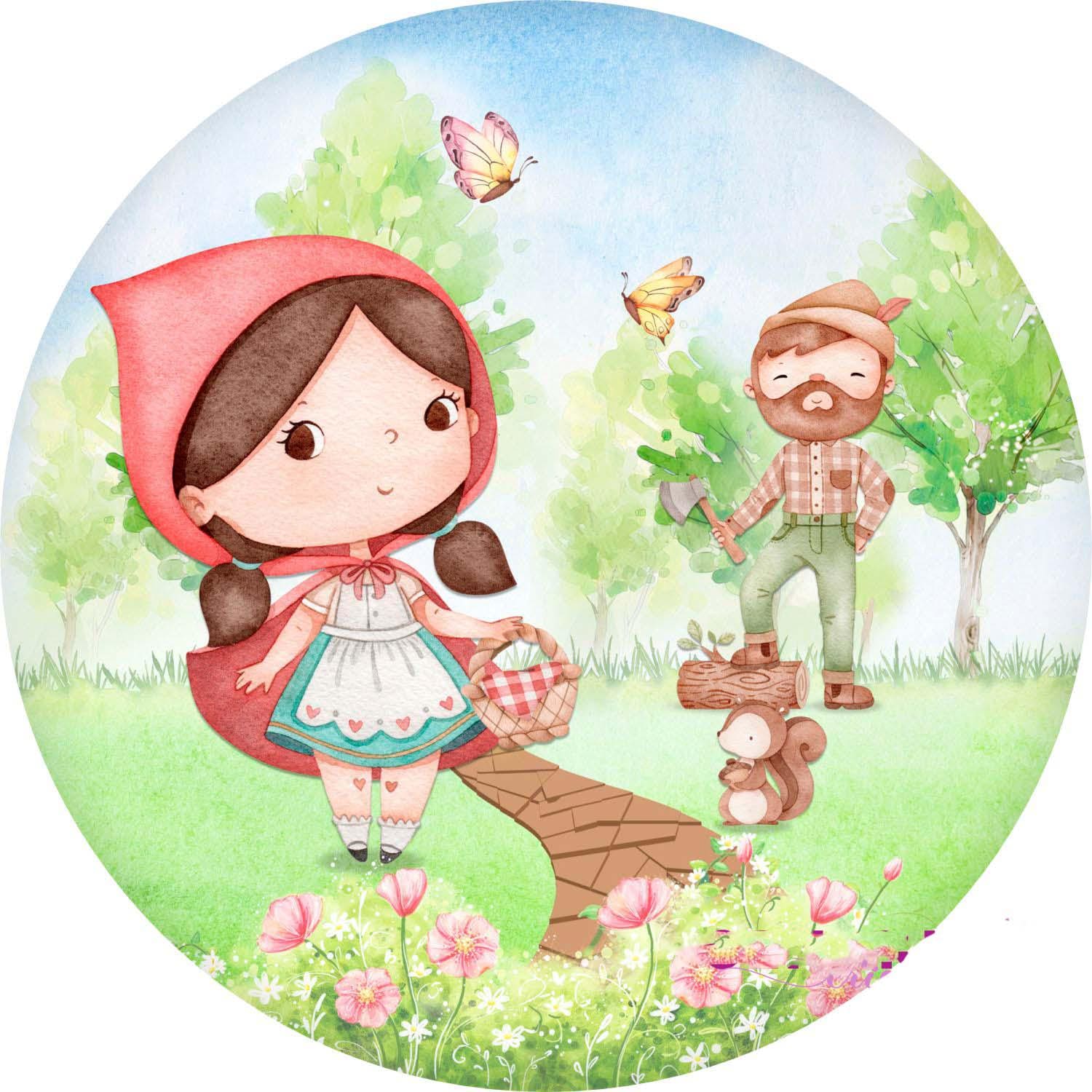 Little Red Riding Hood Backdrop and 3 Cylinders Cover 4 Pieces Arch ...