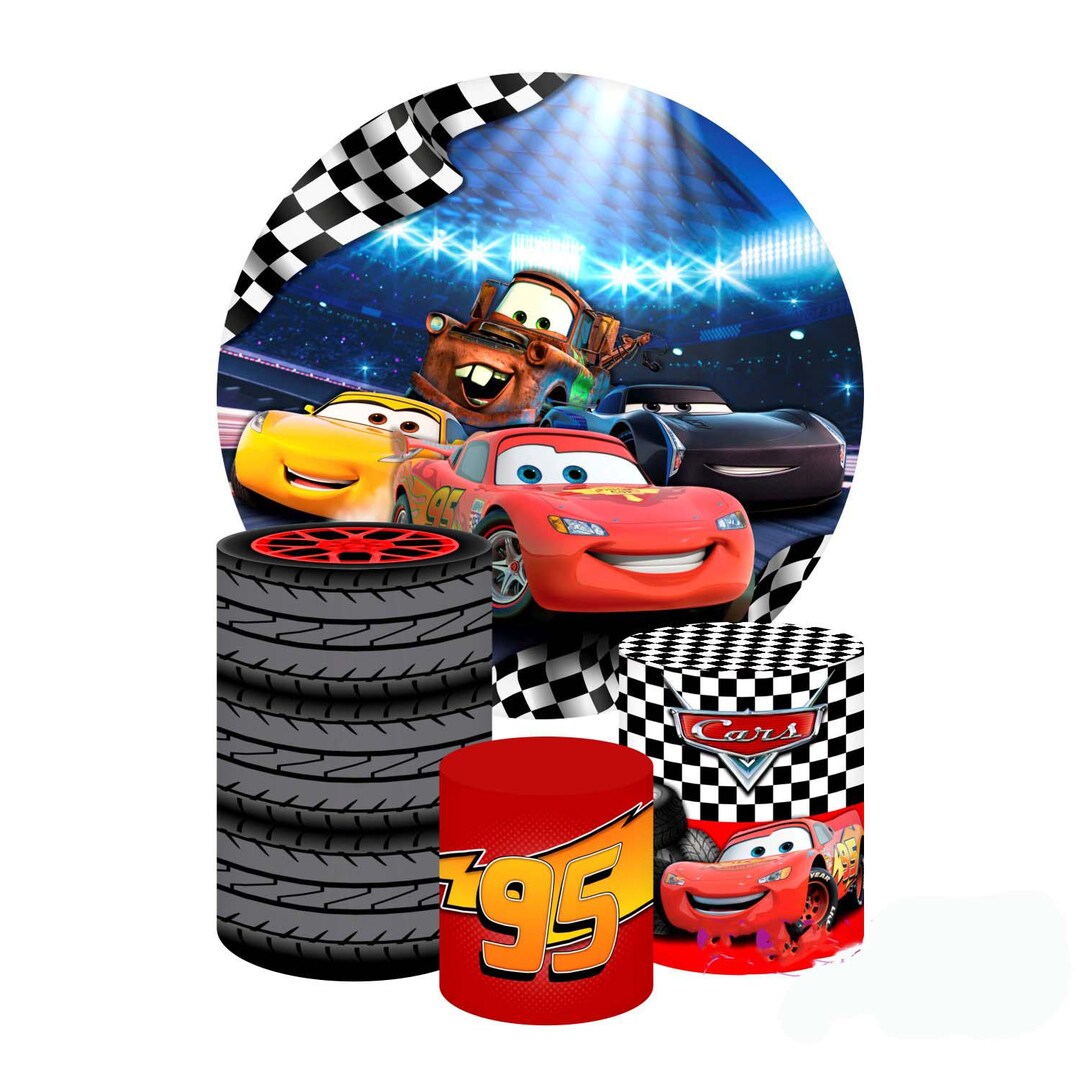 Racing Cars Backdrop and 3 Cylinders Cover (4 Pieces) Arch Backdrop ...