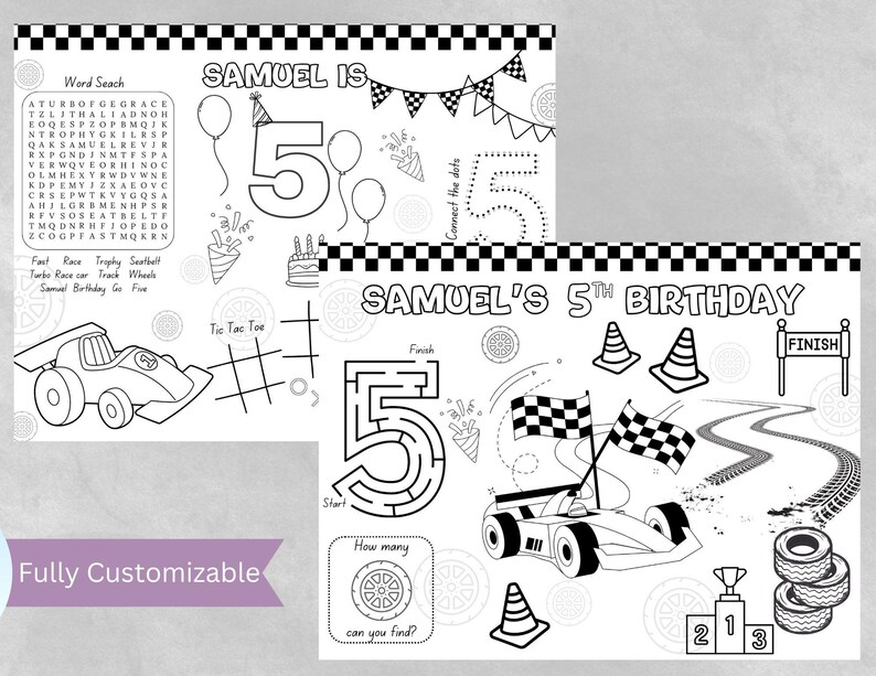 Race Car Activity Coloring Page - Etsy