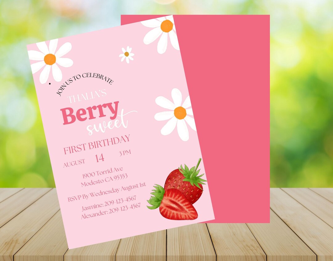 Strawberry Theme Invitation - Etsy