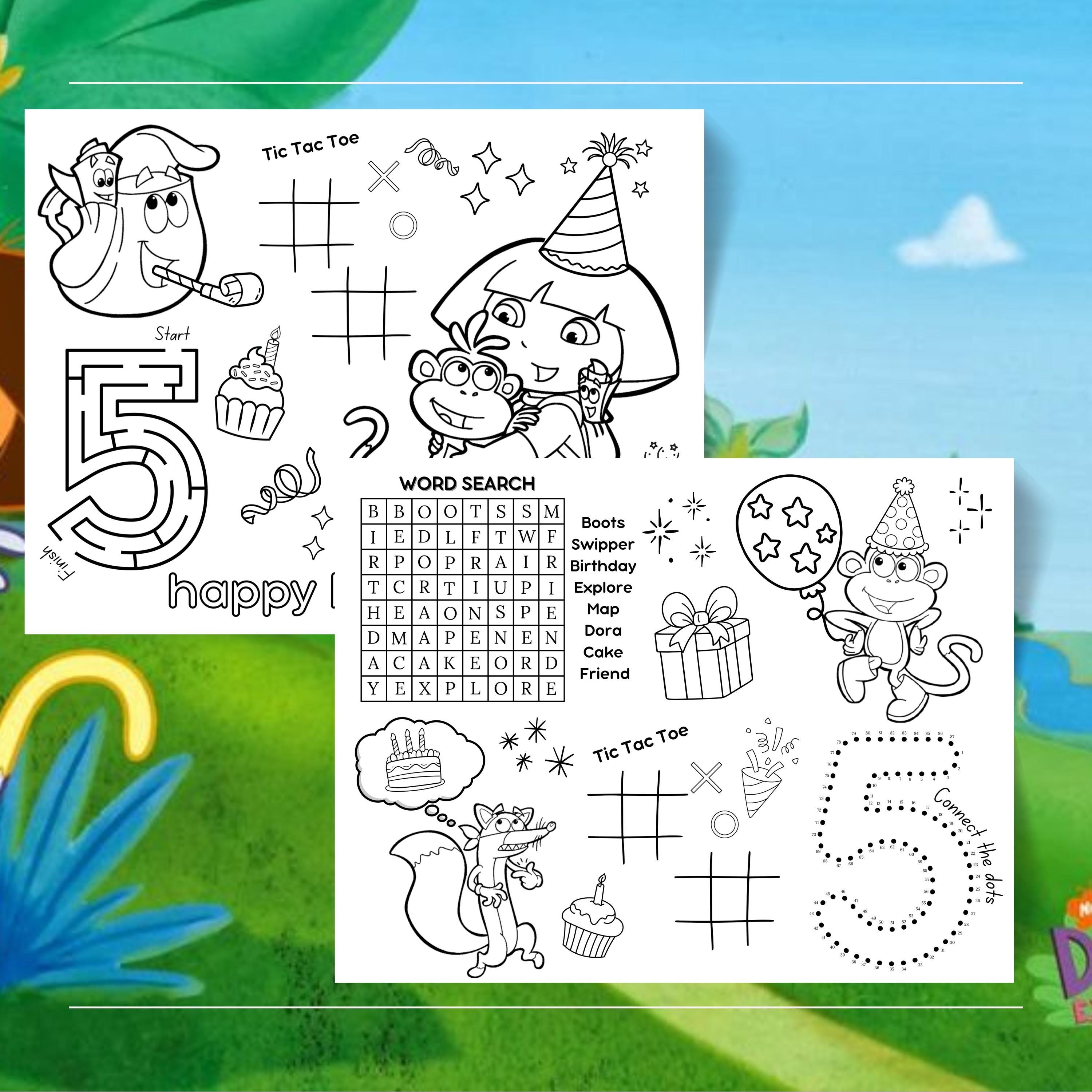 Doora Birthday Coloring Placemat: Kids Party Favor (printable DIY Page ...