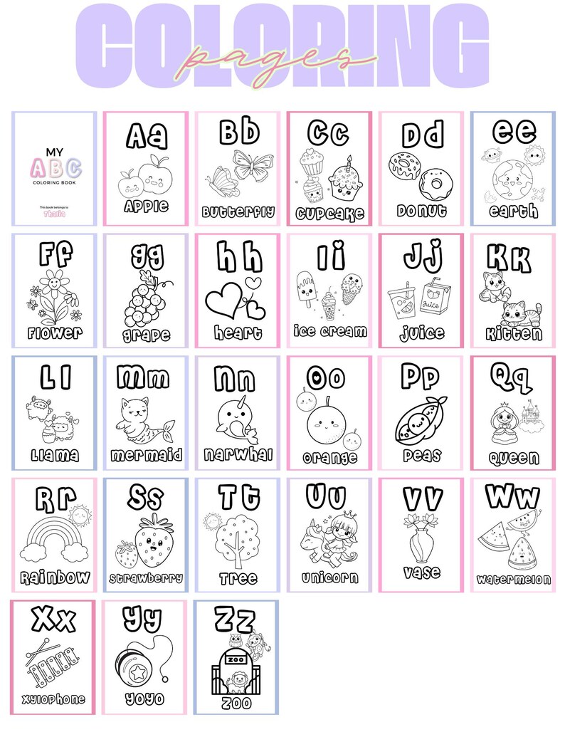 ABC Coloring Pages - Etsy