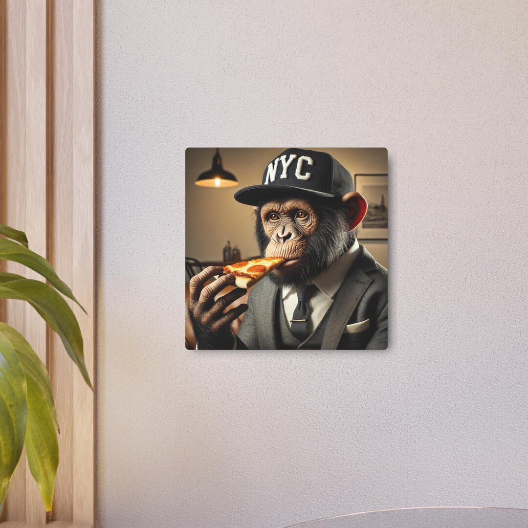 Metal Art Sign, Little Italy Pizzeria Metal Art, Monkey Eating Sicilian ...