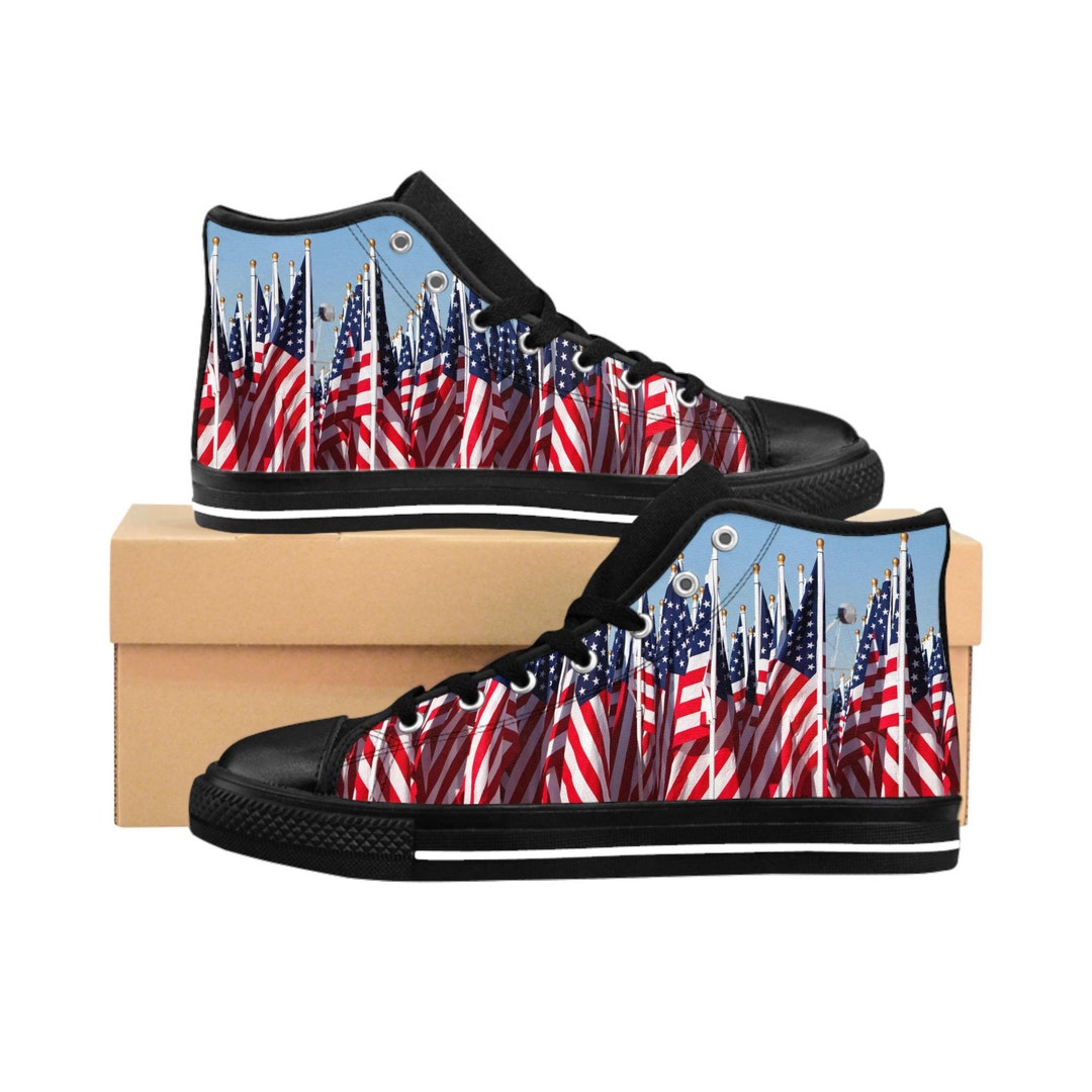 Men's Classic Sneakers, Trainers USA Flags Classic Sneakers, Men's ...