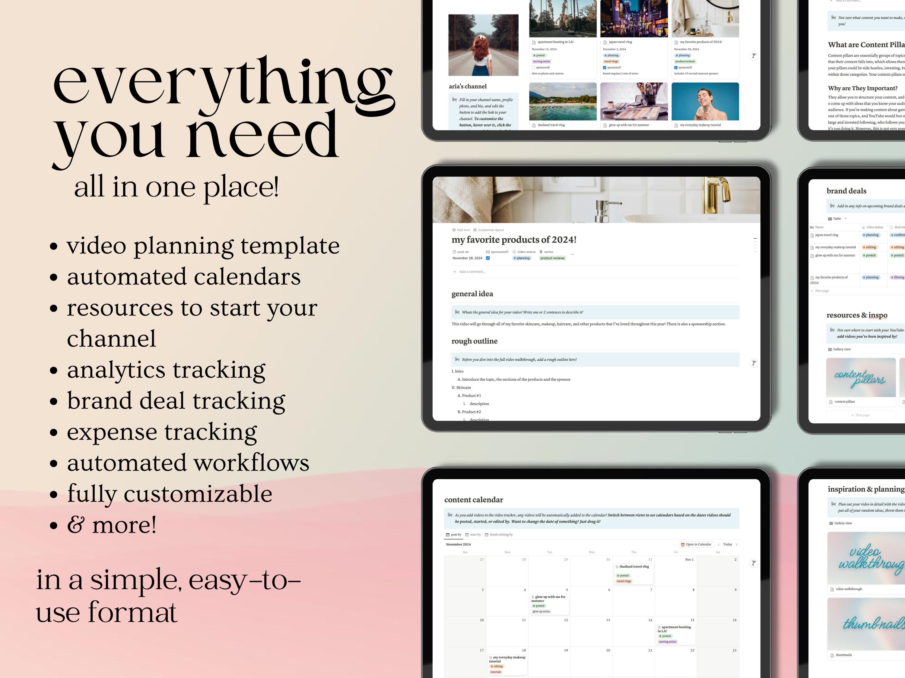 Youtube Creator Planner, Digital Content Creator Template, Youtube ...