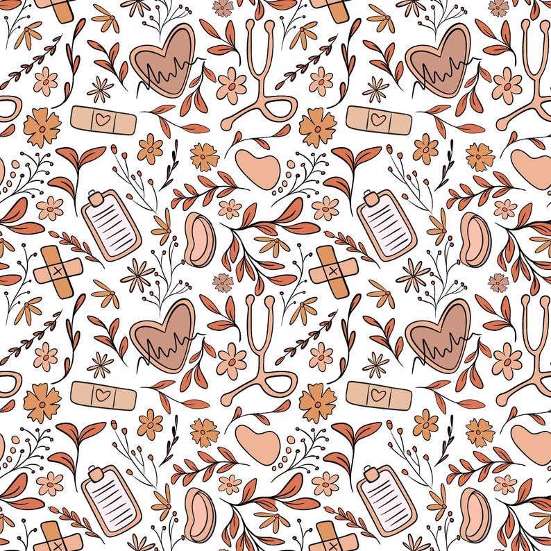 Neutral Nurse Seamless Pattern, NICU Nurse Appreciation, Fabric ...