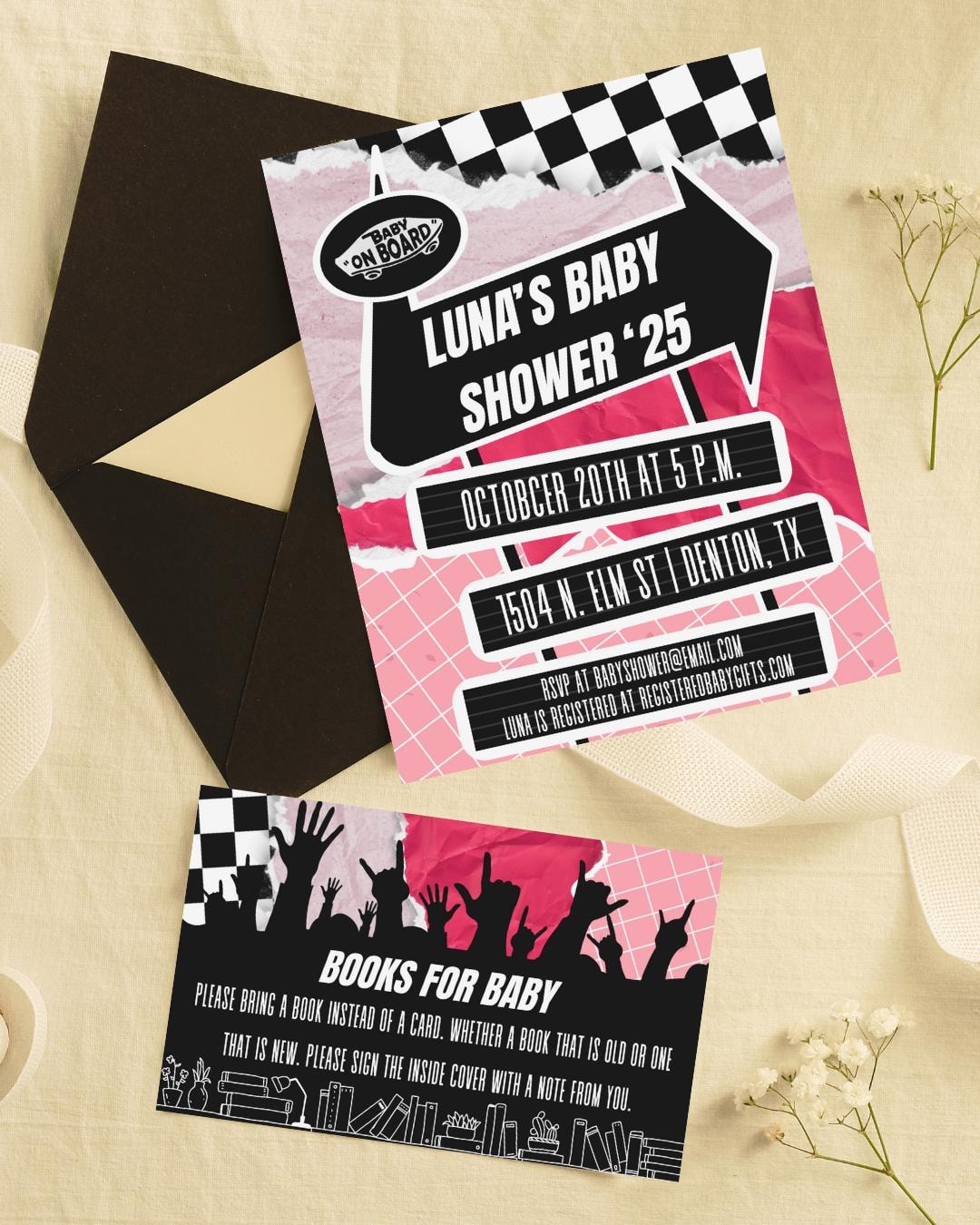 Pink Vans Warped Tour Baby Shower Invitation - Etsy