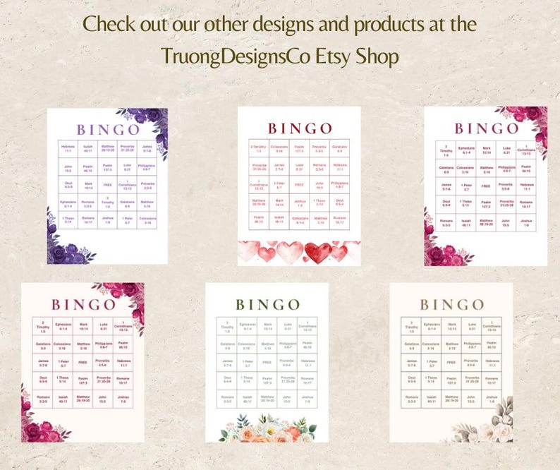 Bible Verse Bingo Cards for Women’s Ministry (50 Pack) - Hearts - Faith ...
