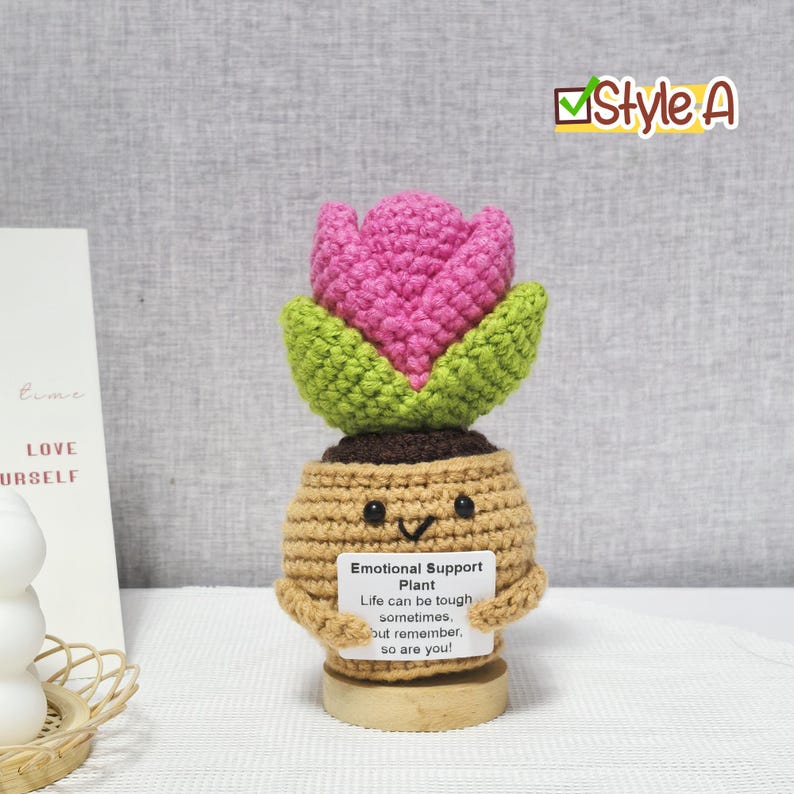 Handmade Crochet Daisy With Succulent Cactus,emotional Support Plant ...