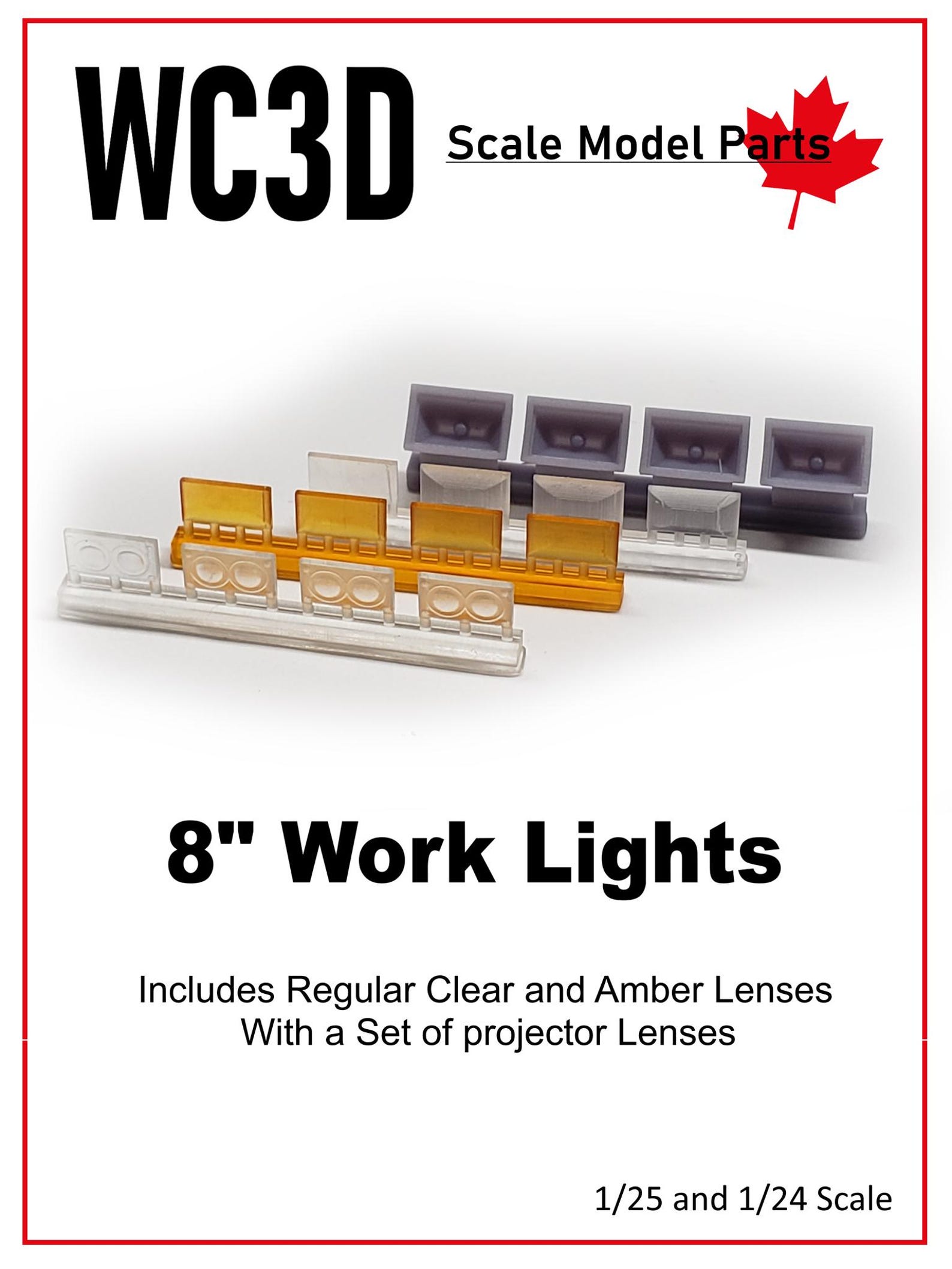 8" Worklights/spotlights 3D Printed With Clear & Amber Lenses 4 Lights ...