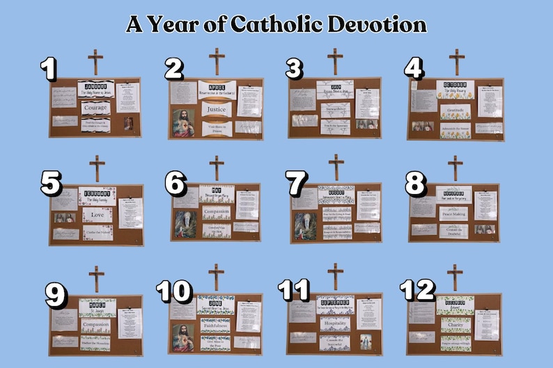 Catholic Liturgical Year Bulletin Board | Monthly Virtues, Prayers ...