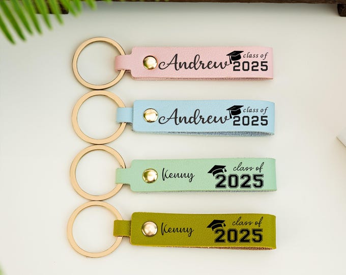 Personalized Name Leather Graduation Keychain,graduation Gift,2025 ...