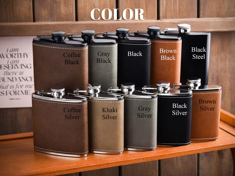Personalized Groomsman Leather Flask, Custom Leather Flask for Men ...