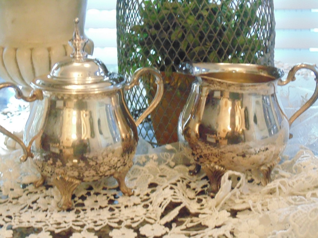 Vintage Sheridan Silverplate Sugar Bowl Creamer Set Table Settings ...
